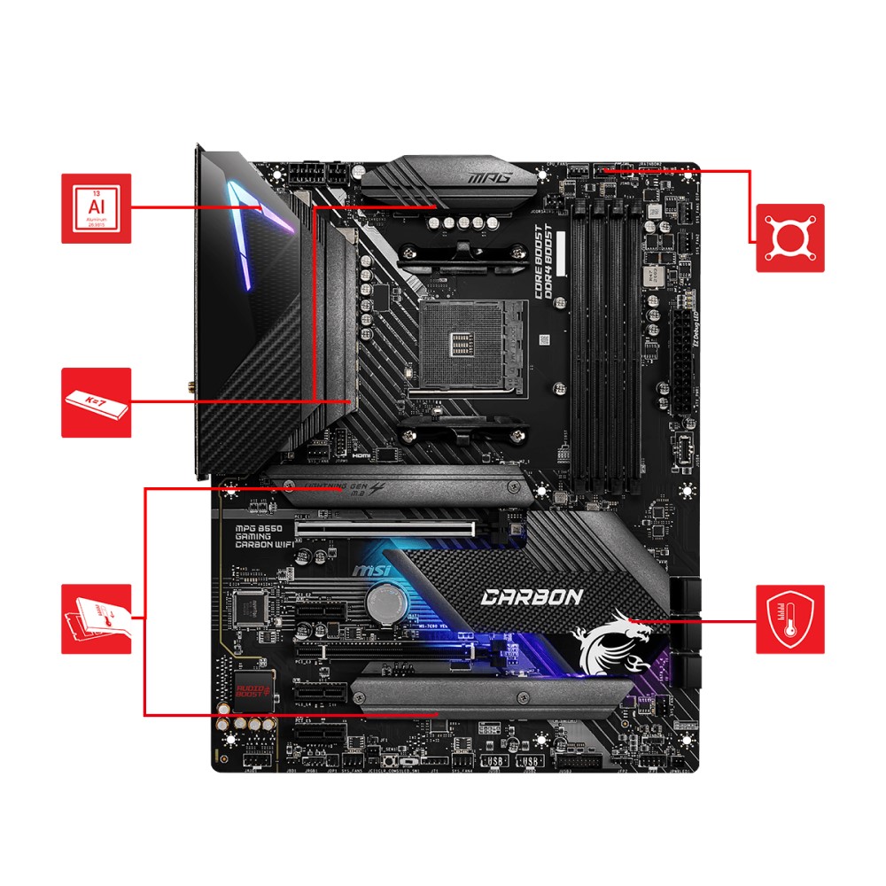 Placa Madre MSI MPG B550 Gaming Carbon Wifi ATX DDR4 - Mercado Digital