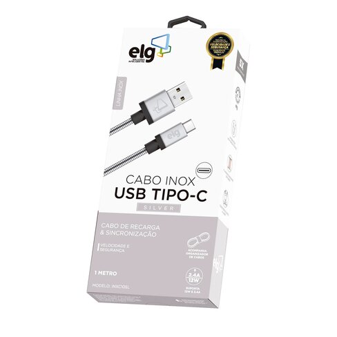 Cable ELG Inox USB a USB Tipo-C 3A - 1 metro - Mercado Digital