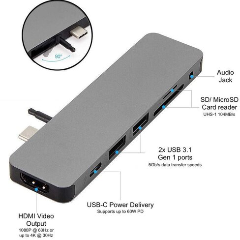 Adaptador Hyper+ Hub SOLO 7-en-1 USB-C - Mercado Digital